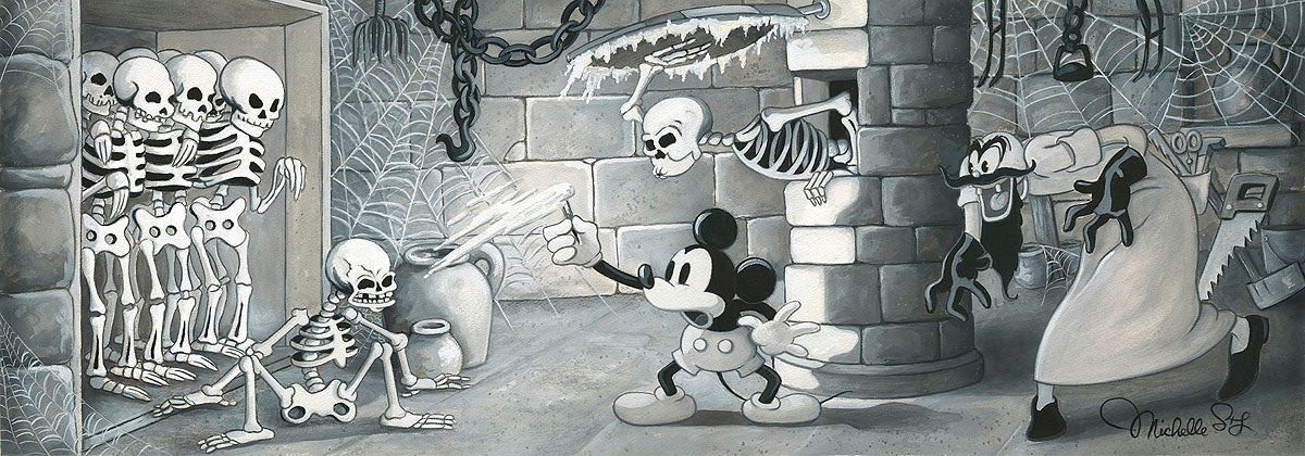 Disney Halloween Mickey Mouse The Mad Doctor Black and White Cartoon F ...